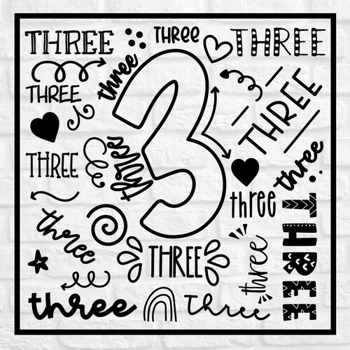 Three SVG Third Birthday Svg Baby Girl Birthday Svg | Etsy