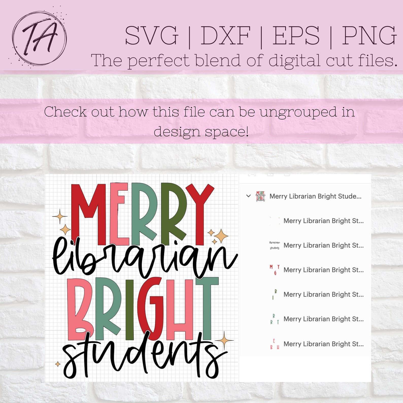 Merry Librarian Bright Students Svg Christmas Teacher Svg - Etsy