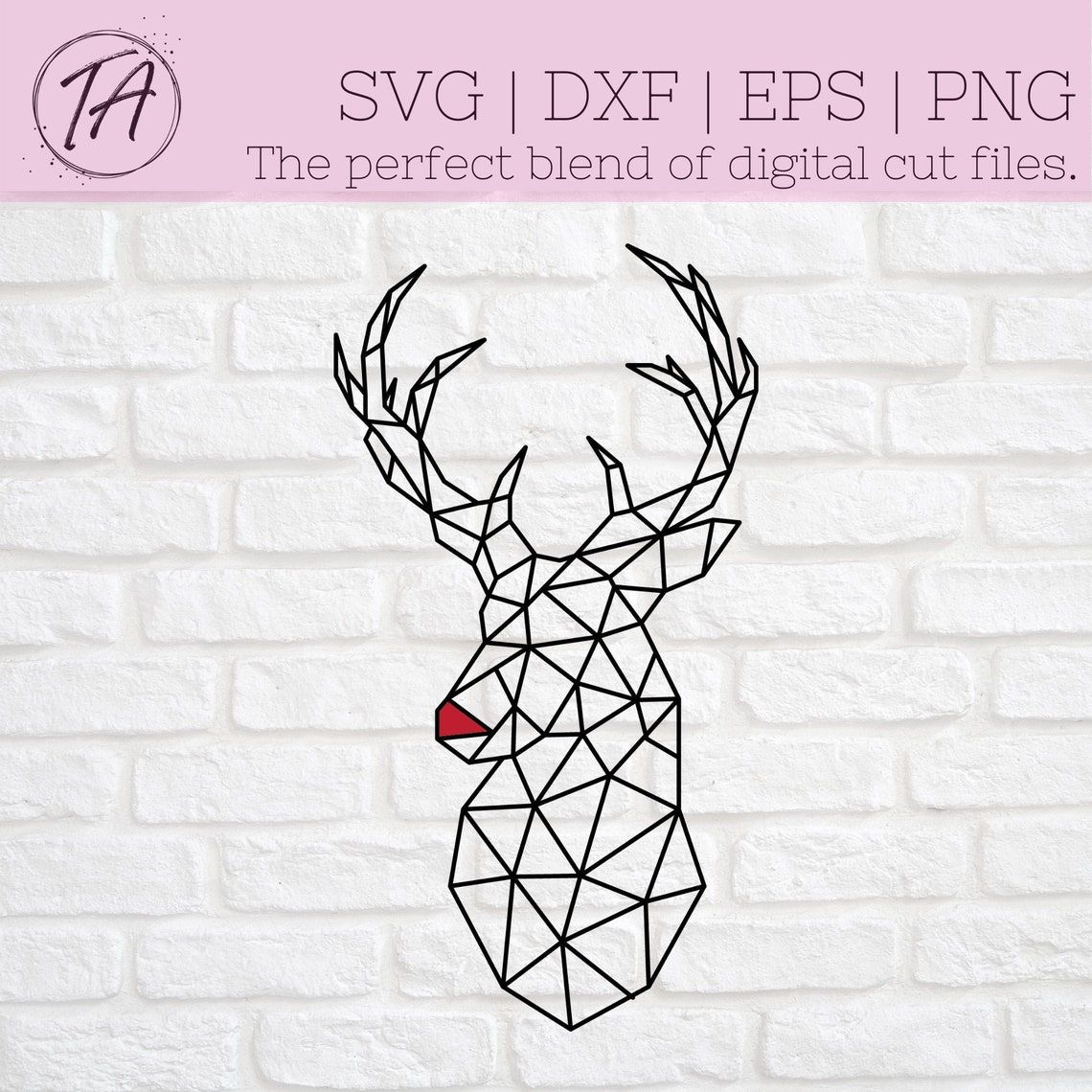 Rudolph Svg Reindeer Svg Geometric Reindeer Svg - Etsy