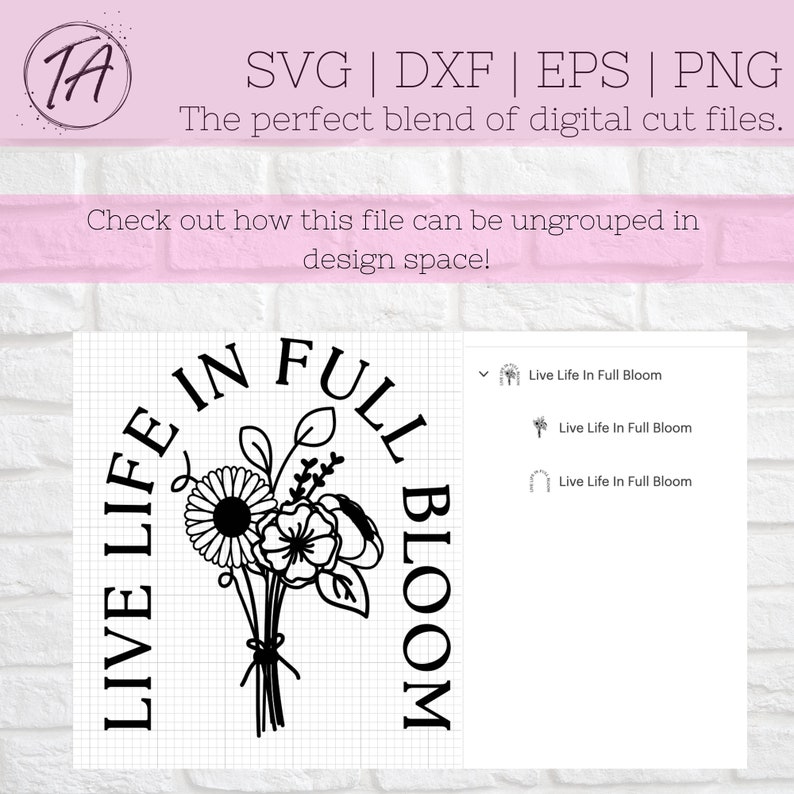 Live Life in Full Bloom Svg Spring Svg Life in Bloom Svg - Etsy
