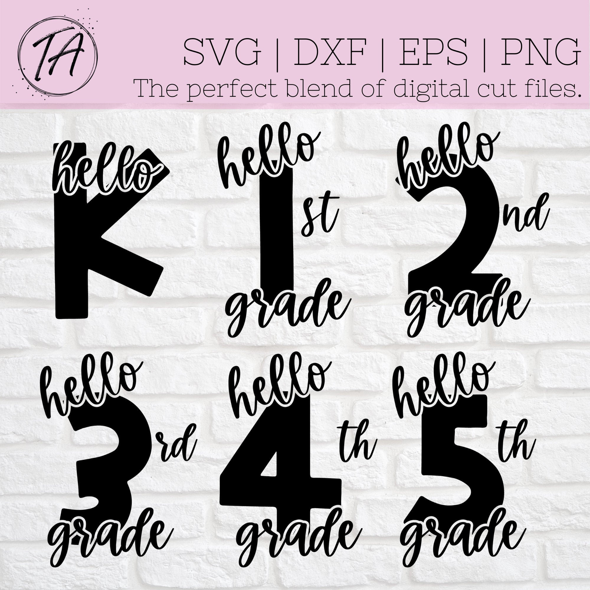 Back to School Svg Hello Grade One Svg Hello Grade 2 Svg - Etsy