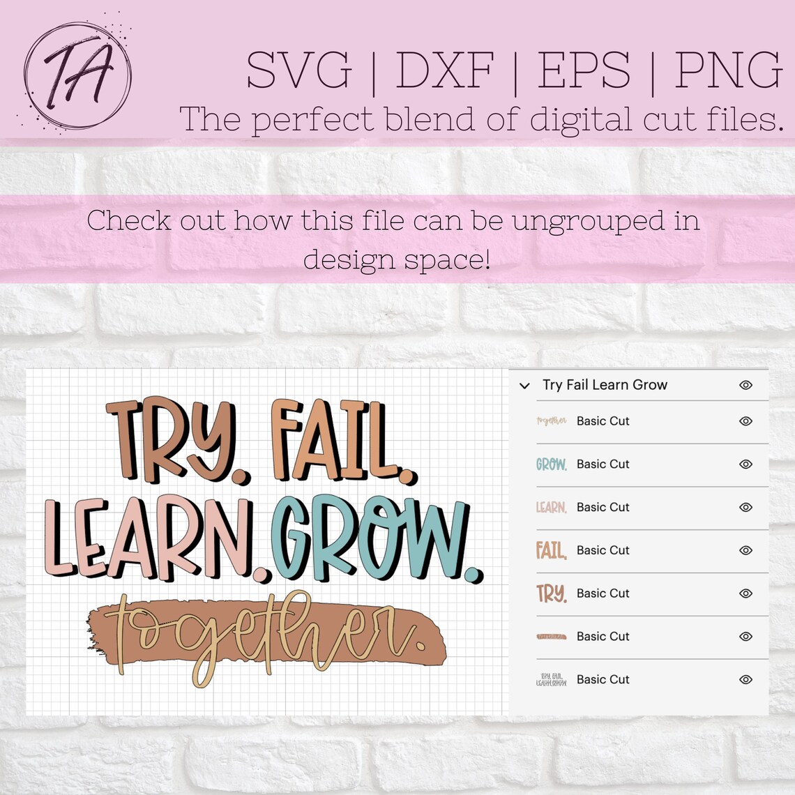 Try Fail Learn Grow Together Svg Classroom Sign Svg - Etsy
