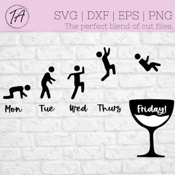 Weekday Stickmen Svg Wine Svg Wine Lover Svg TGIF Svg Love | Etsy
