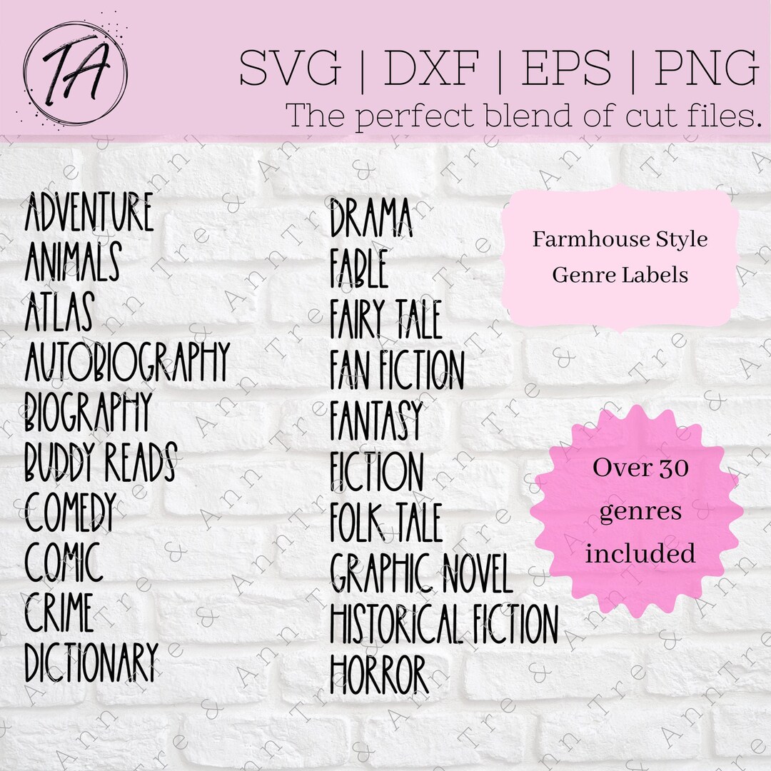 Book Labels Svg - Genre Labels Svg - Classroom Library Svg - Library ...