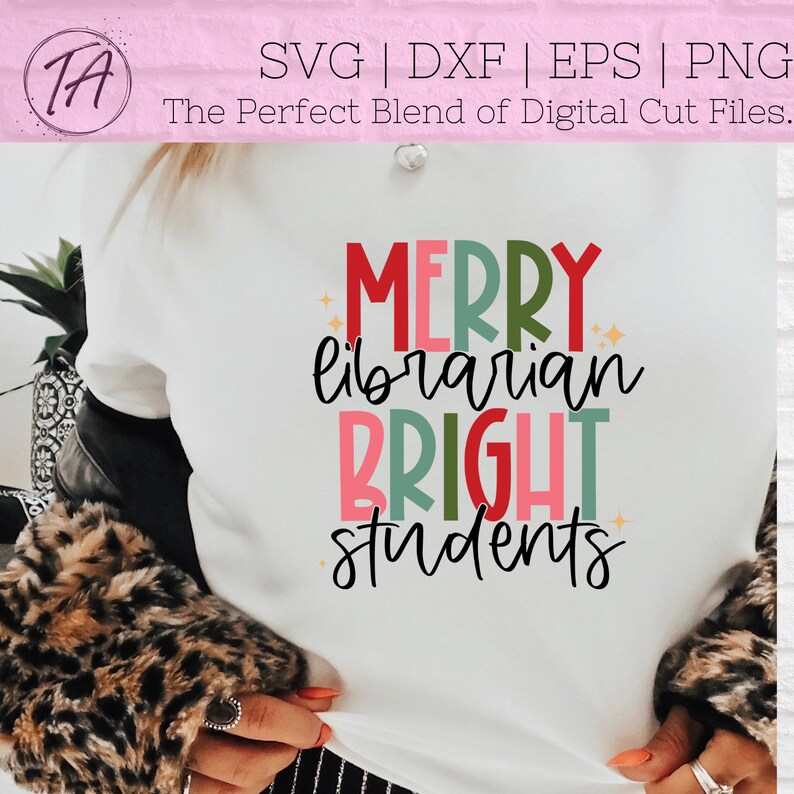 Merry Librarian Bright Students Svg Christmas Teacher Svg - Etsy