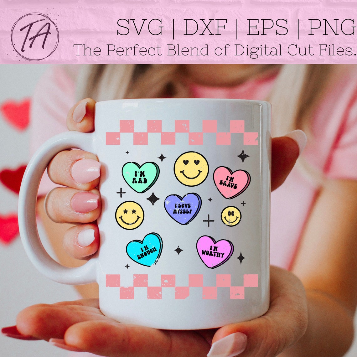 Candy Heart Positive Affirmations Png Valentines - Etsy