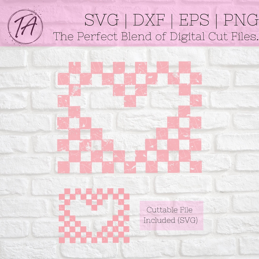 Checkered Heart Svg - Checkered Valentine's Day Svg - Valentine's Day ...