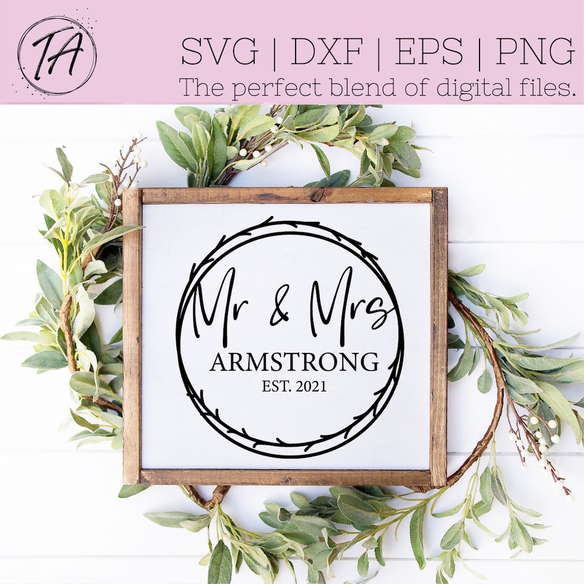 Wedding Svg - Wedding Sign Svg - Circle Wedding Sign Svg - Mr and Mrs ...