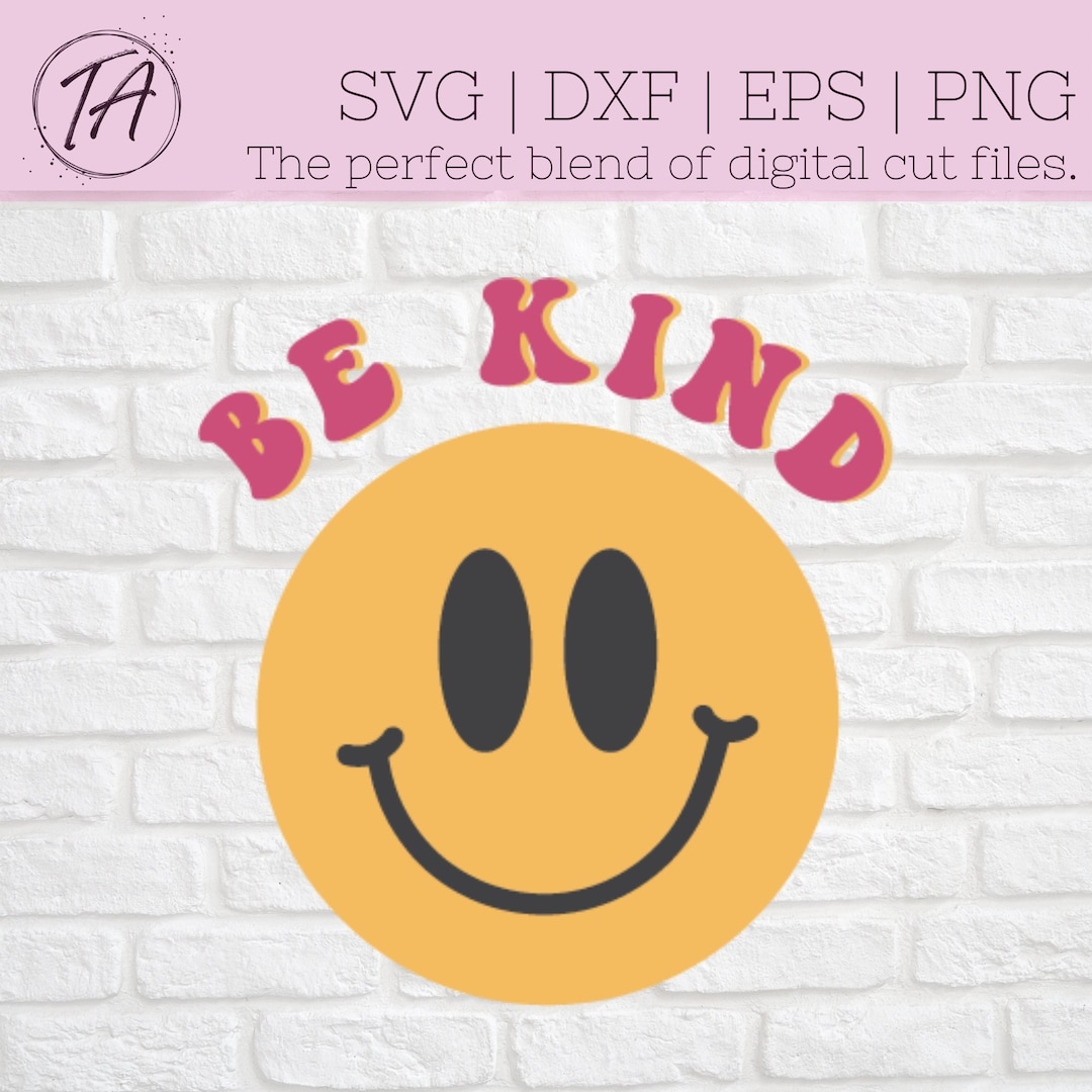 Be Kind Svg - Be Kind Png - Smiley Svg - Retro Smiley Svg - Pink Shirt ...