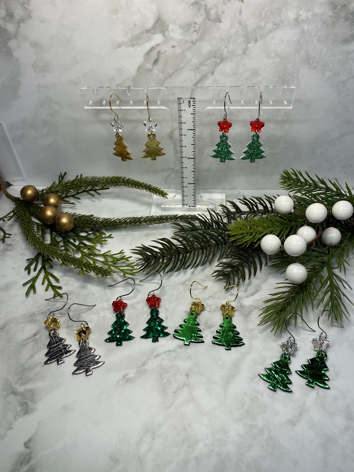 Mini Christmas Tree Earrings - Etsy