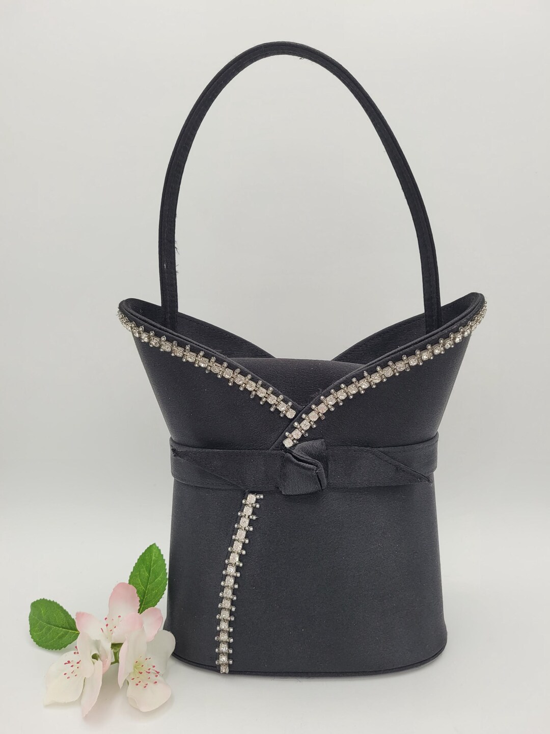 Classy Vintage Black Satin Corset Bust Mini Purse With Rhinestones. - Etsy