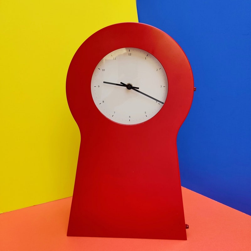 Red Wall Clock - Etsy