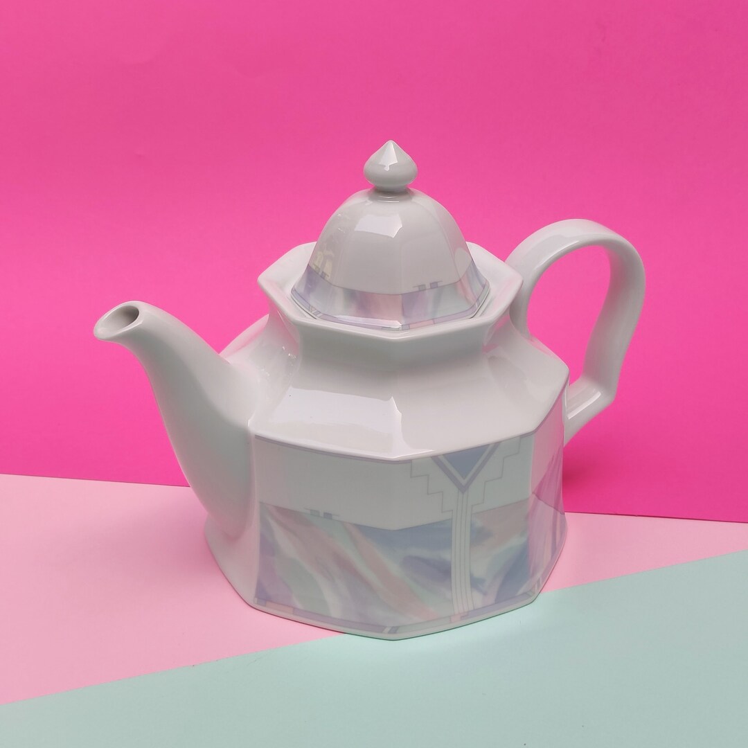 Savoir Vivre Pastel Teapot 80s 90s Geometric Vintage Teapot - Etsy