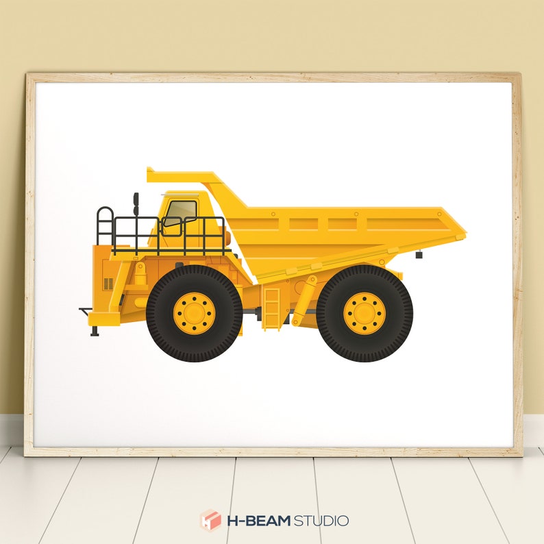 Construction Vehicles Set of 4 Prints, Excavator, Bulldozer, Backhoe ...