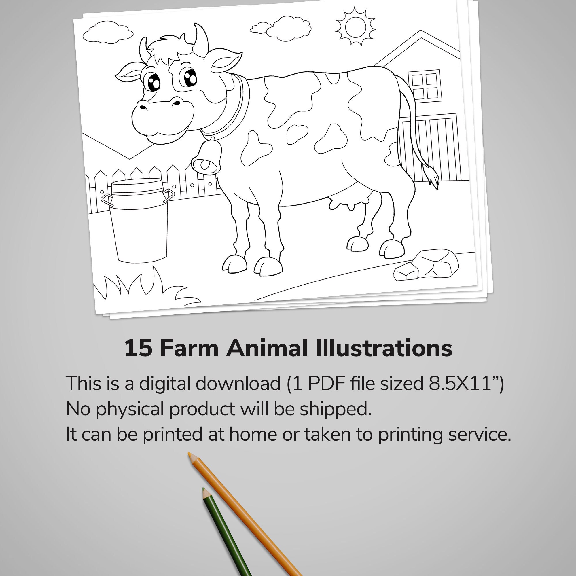 15 Farm Animals Coloring Book Farm Animal Coloring Pages - Etsy