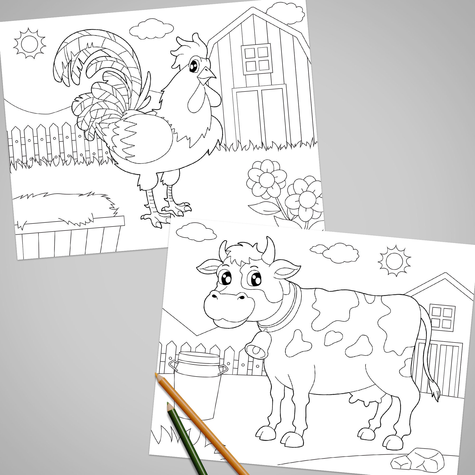 15 Farm Animals Coloring Book, Farm Animal Coloring Pages, Farm Animal ...