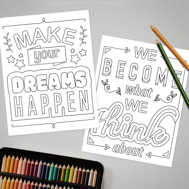 20 Growth Mindset Coloring Book, Motivational Quotes Coloring Pages ...