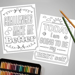 20 Growth Mindset Coloring Book, Motivational Quotes Coloring Pages ...