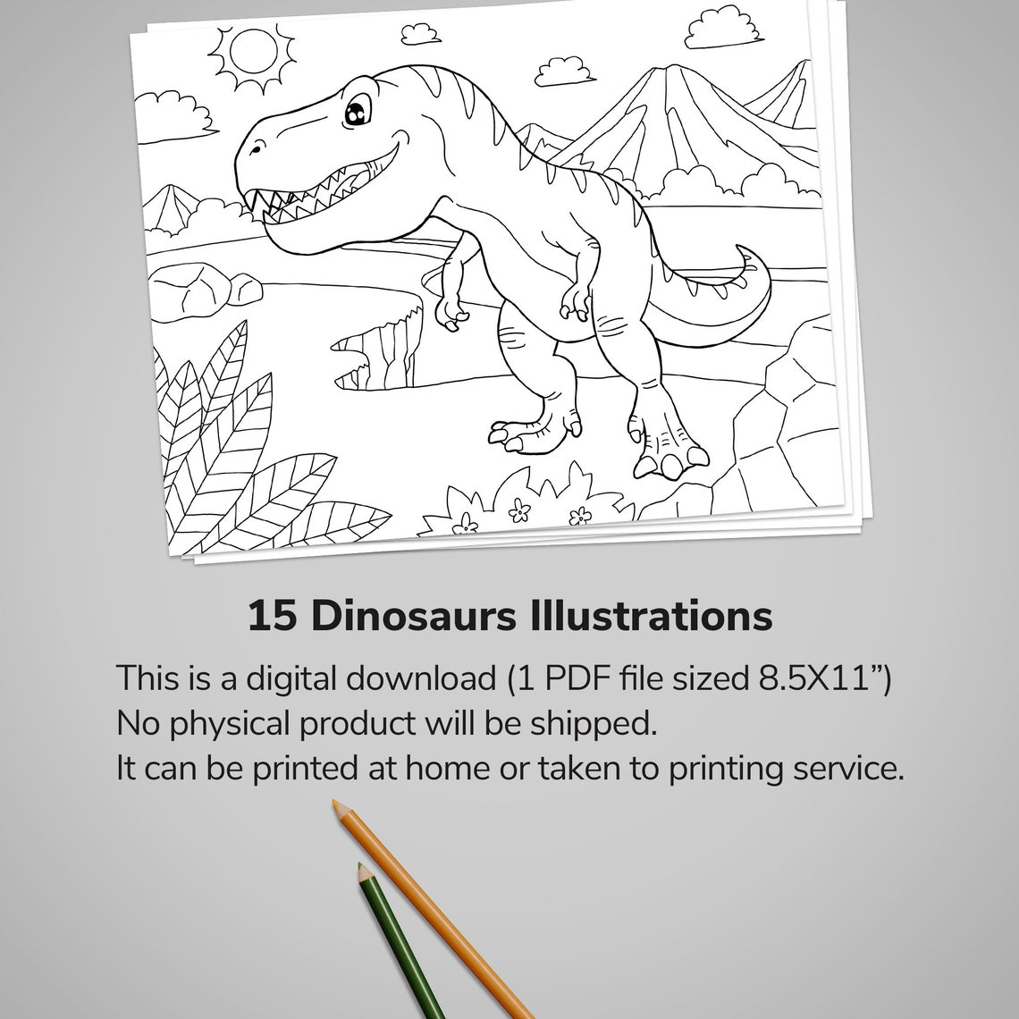 15 Dinosaurs Coloring Book Printable Art for Kid and Teens - Etsy