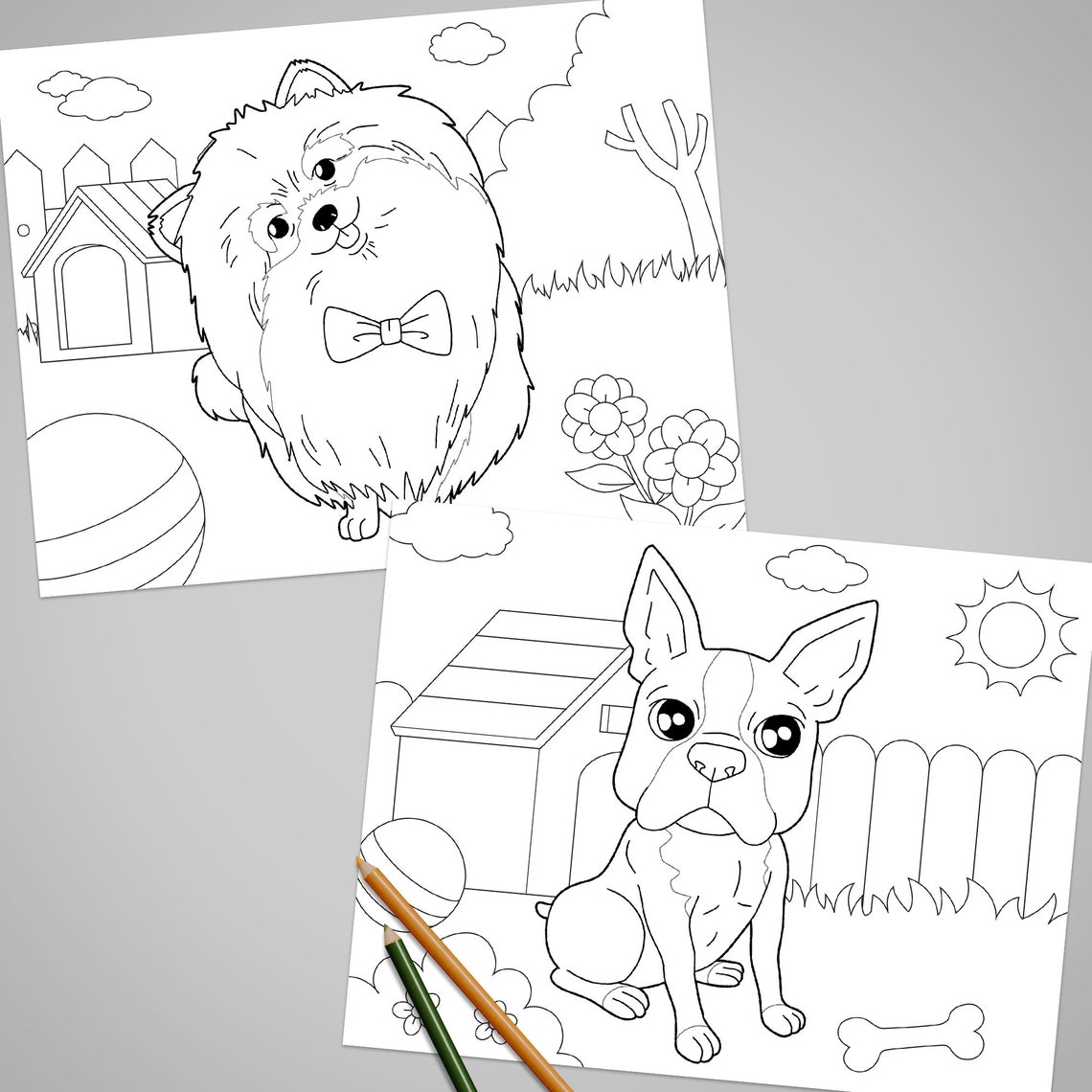 15 Dogs Coloring Book, Puppy Coloring Pages, Printable Art for Kids ...