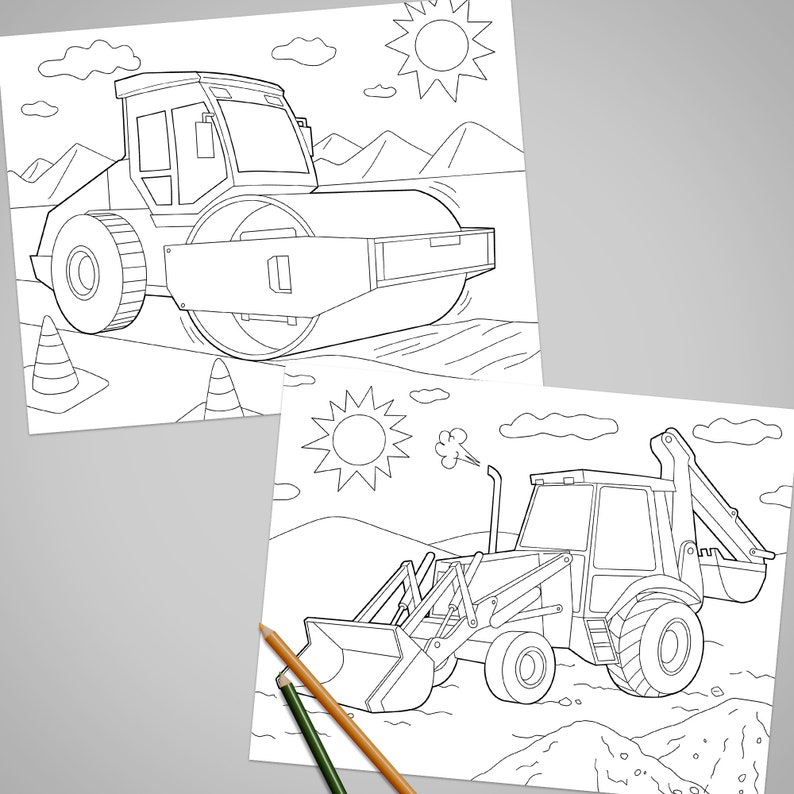 15 Trucks Coloring Book, Cars, Vehicles and Engines Printable Art for ...