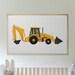 Backhoe Art, Backhoe Print, Truck Print, Boy Room Art, Construction ...