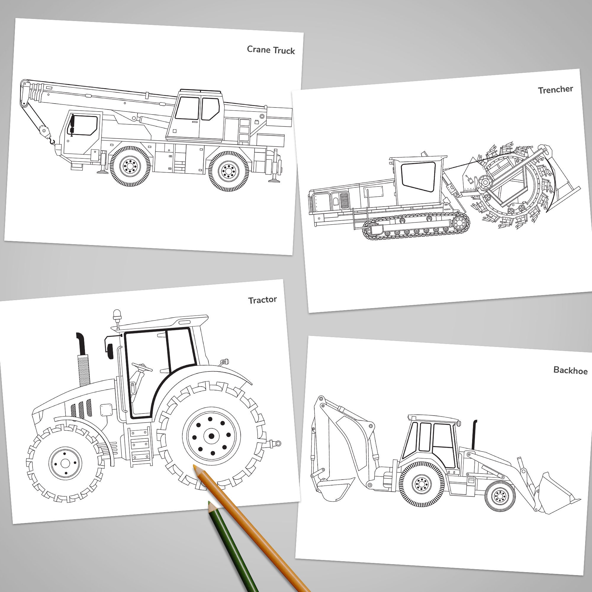 30 Vehicles Coloring Book, Cars, Trucks and Engines Printable Art for ...
