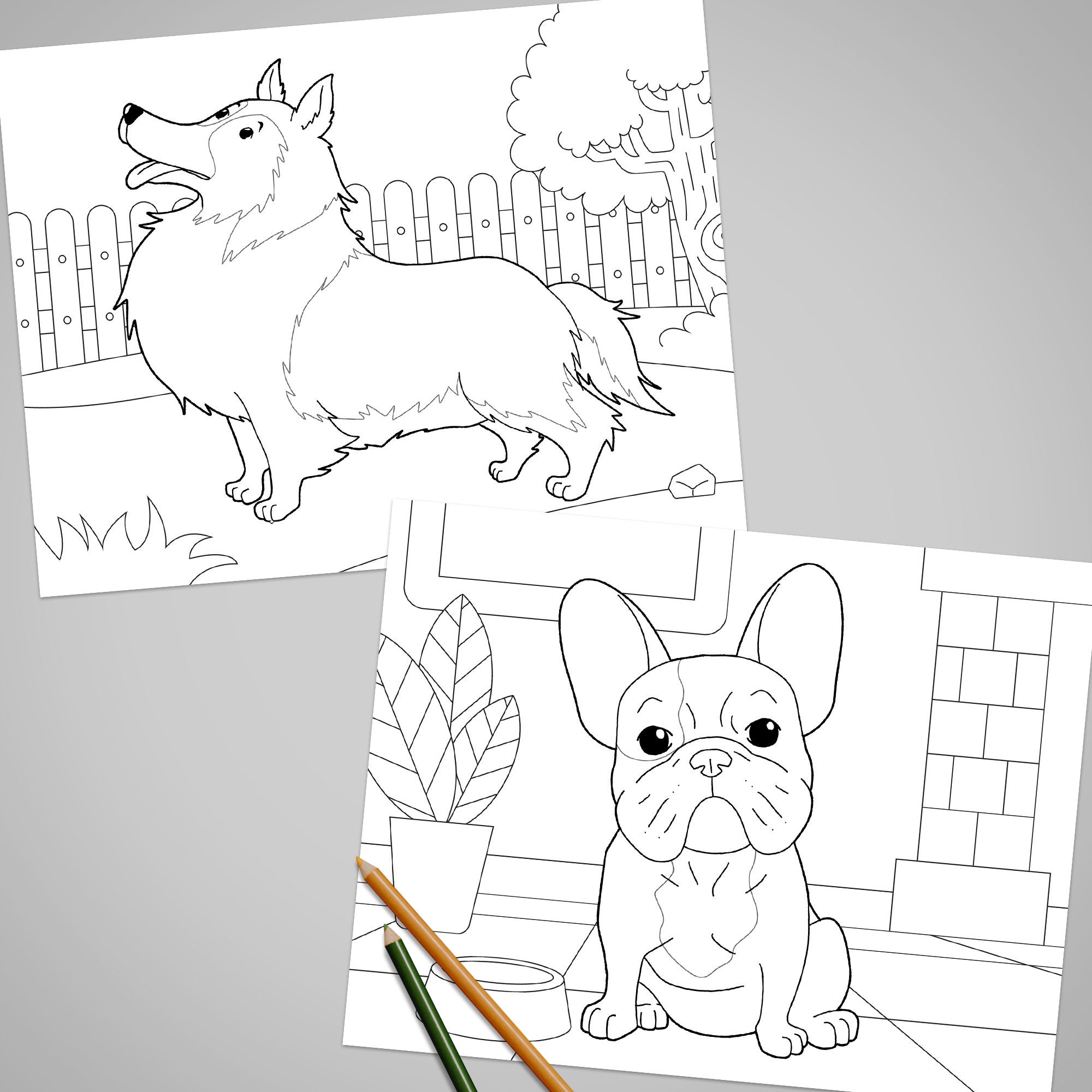 15 Dogs Coloring Book, Puppy Coloring Pages, Printable Art for Kids ...