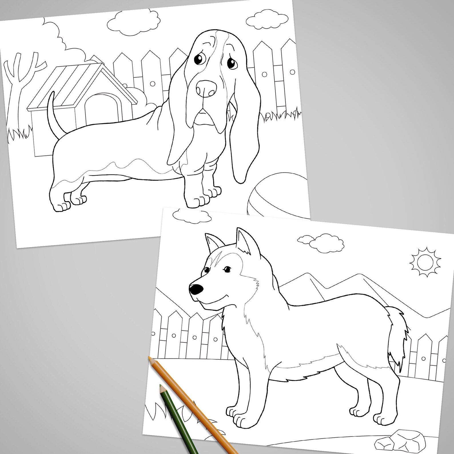 15 Dogs Coloring Book, Puppy Coloring Pages, Printable Art for Kids ...