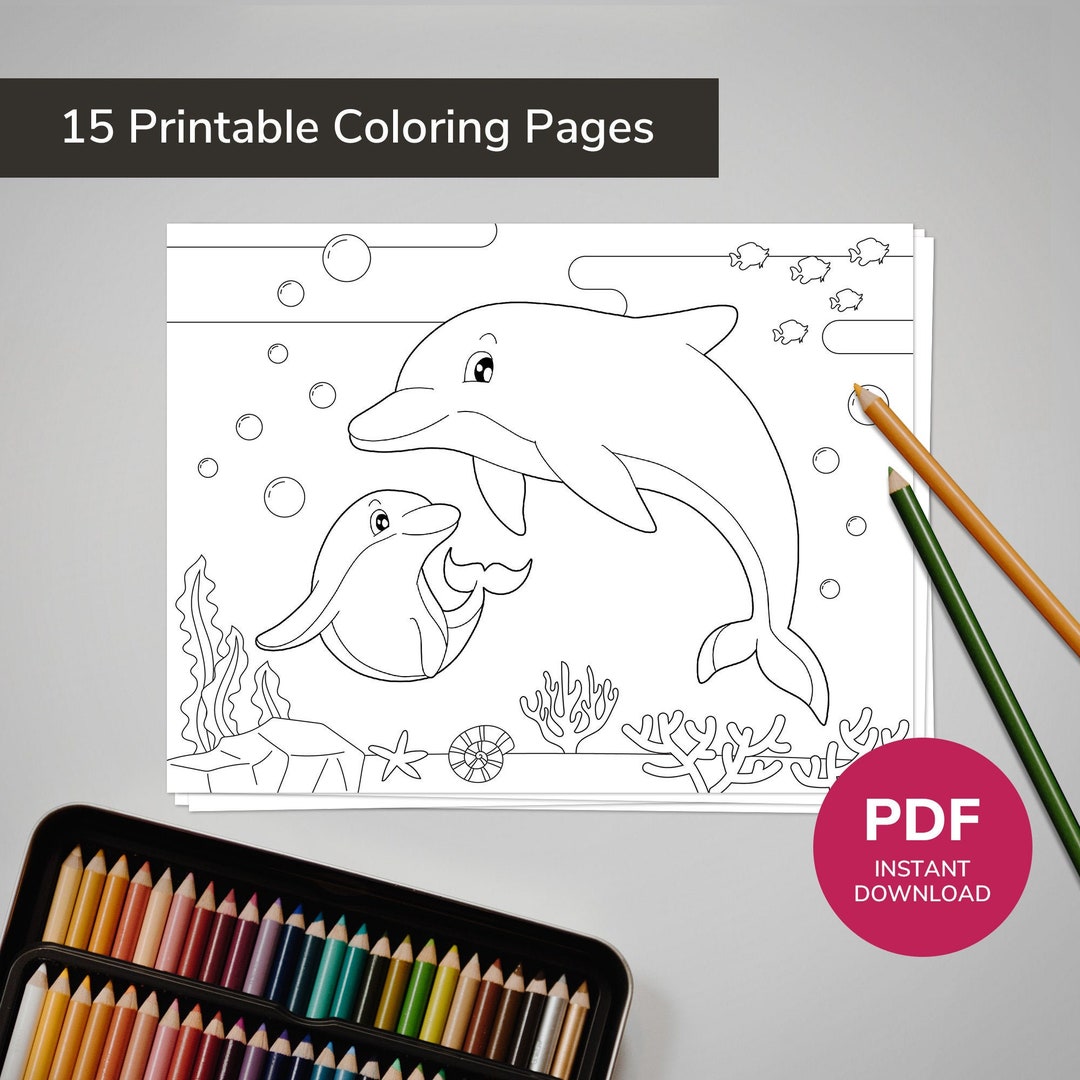 15 Sea Animals Coloring Book, Ocean Animal Coloring Pages, Fish Under ...