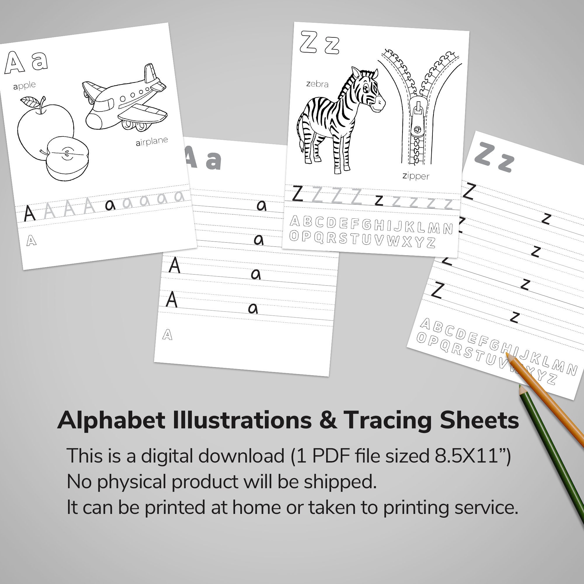 Alphabet Coloring & Tracing Sheet From A to Z 52 Pages for Pre-school ...