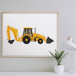 Backhoe Art, Backhoe Print, Truck Print, Boy Room Art, Construction ...