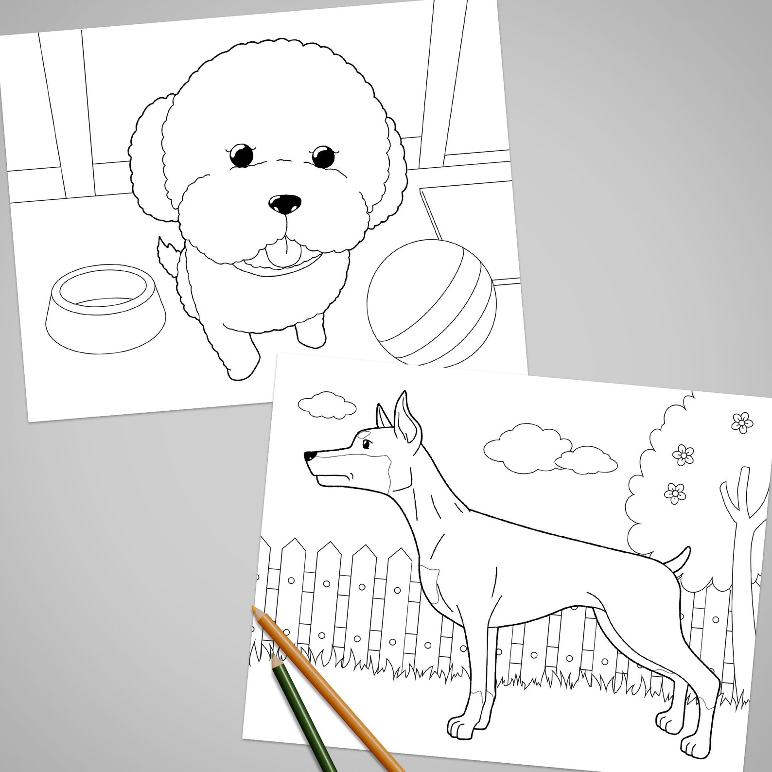15 Dogs Coloring Book, Puppy Coloring Pages, Printable Art for Kids ...