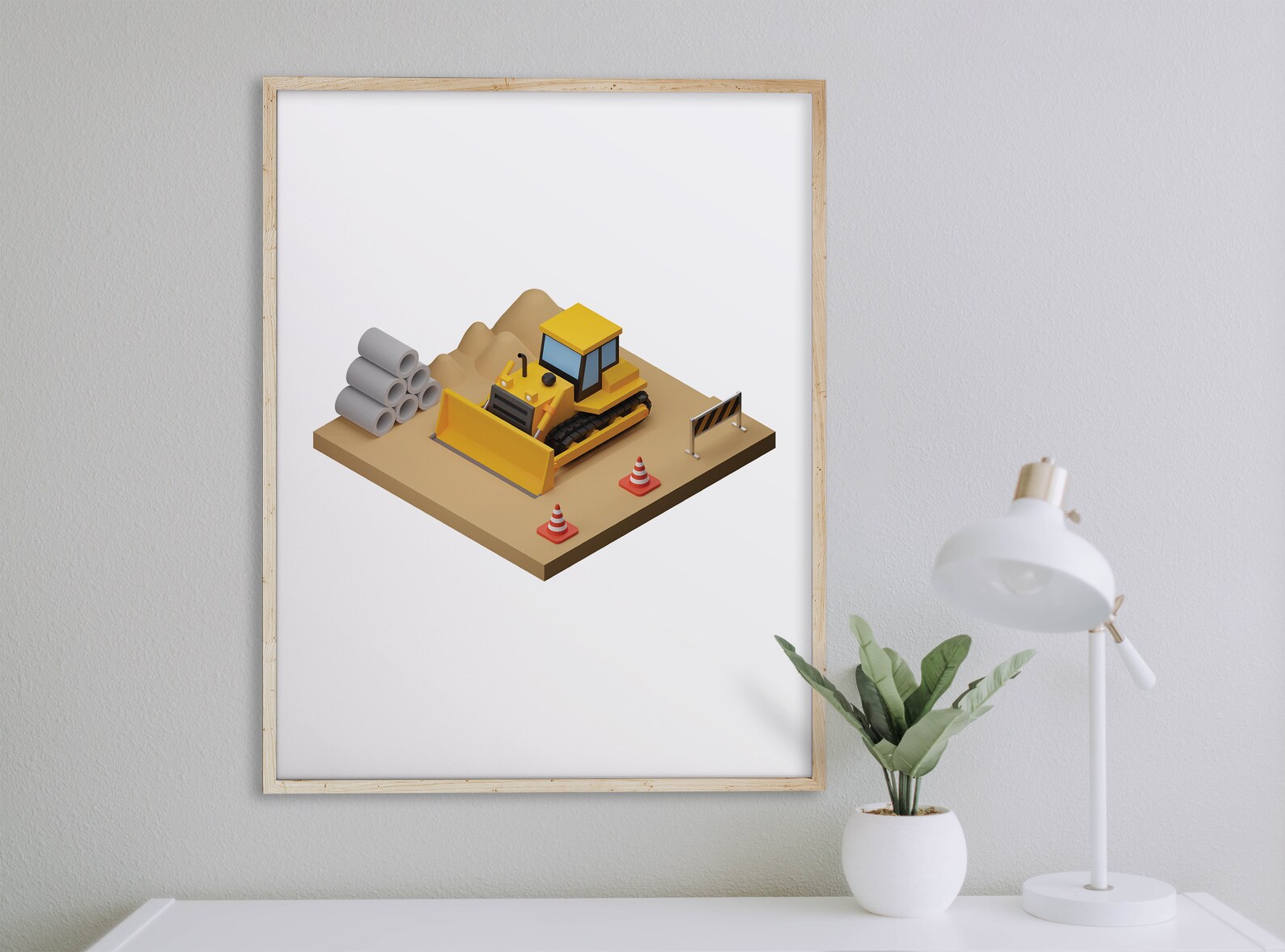 Bulldozer Art, Bulldozer Print, Truck Print, Boy Room Art, Construction ...