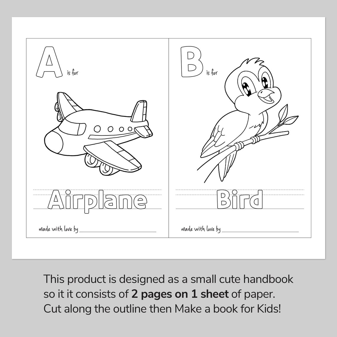 Baby's First ABC Book, Baby Shower Activity, Alphabet Coloring Pages ...