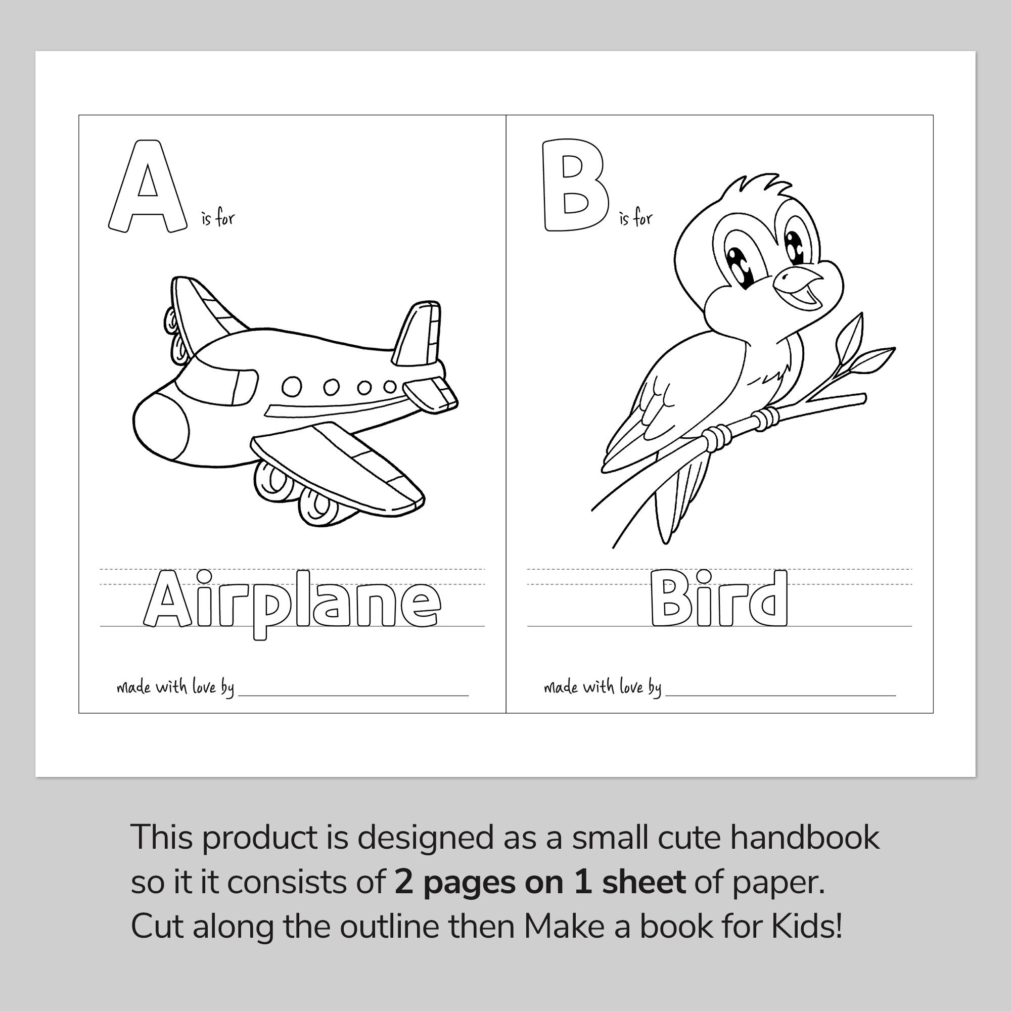 Baby's First ABC Book, Baby Shower Activity, Alphabet Coloring Pages ...