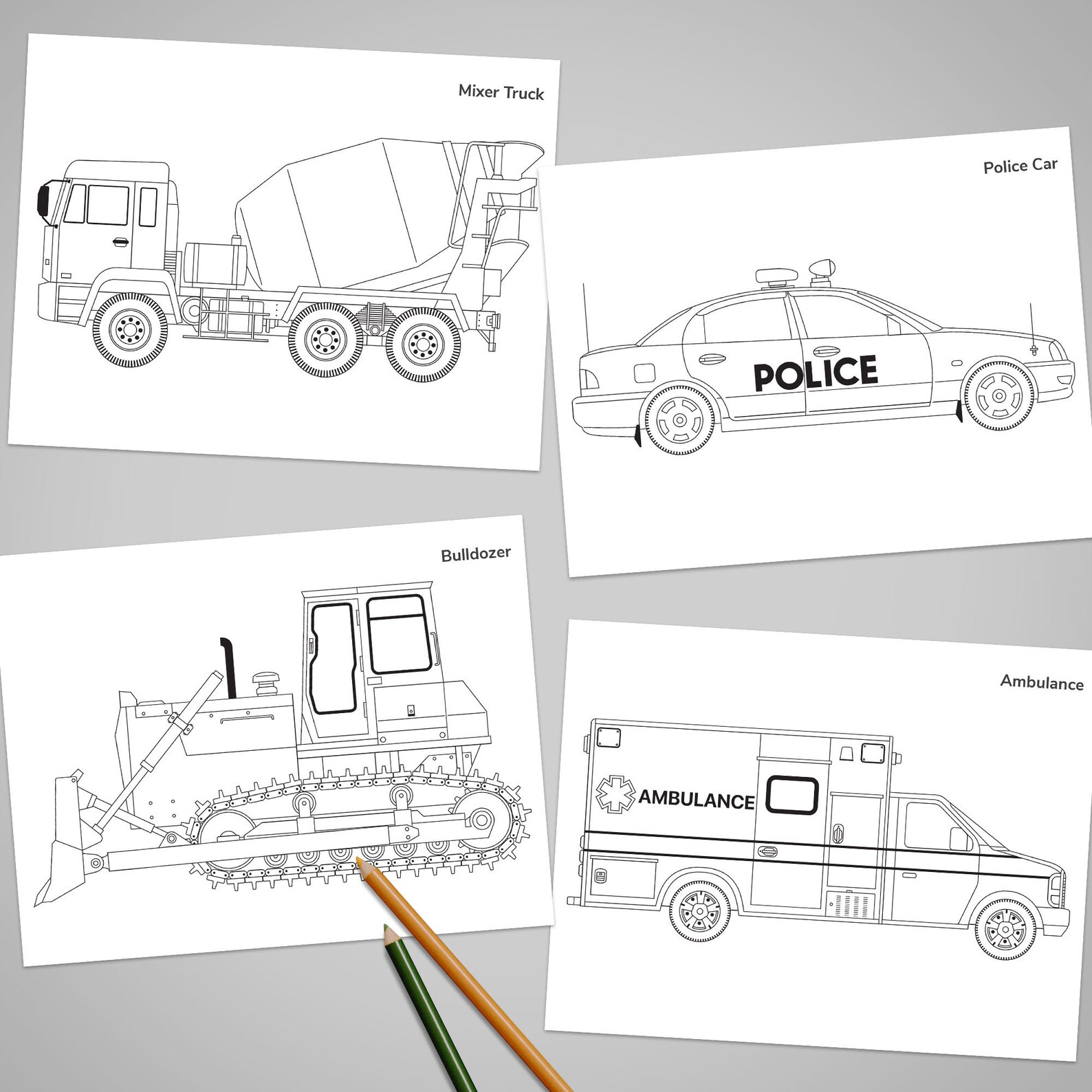 30 Vehicles Coloring Book, Cars, Trucks and Engines Printable Art for ...