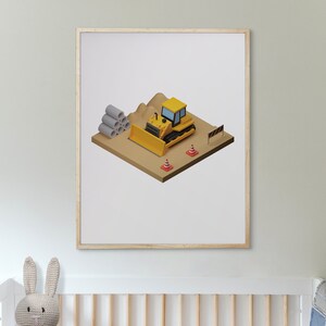 Bulldozer Art, Bulldozer Print, Truck Print, Boy Room Art, Construction ...