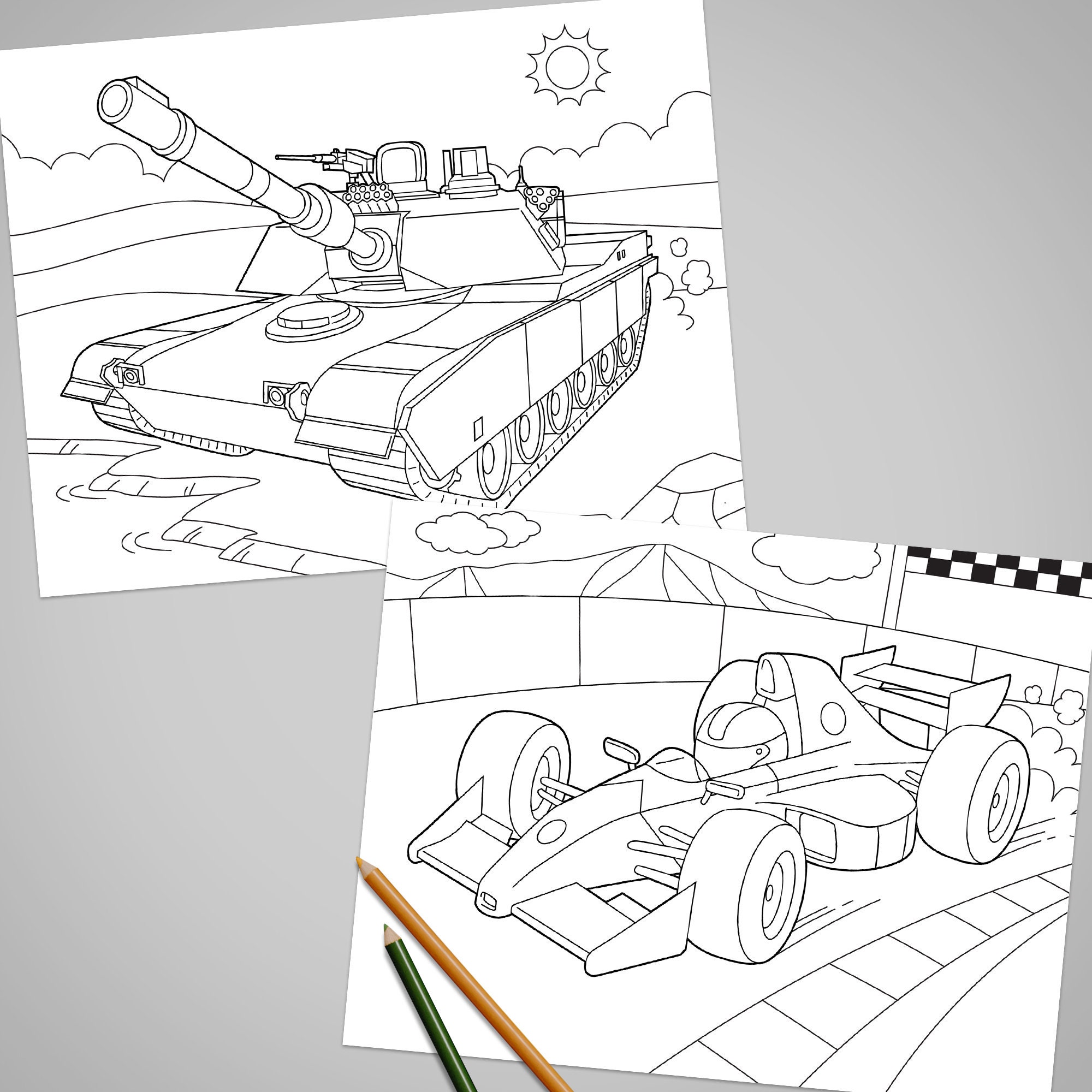 15 Cars, Planes, Ships and Trucks Coloring Book, Transportation ...
