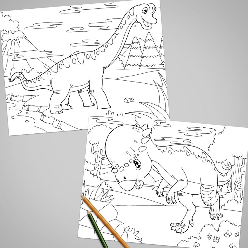 15 Dinosaurs Coloring Book, Printable Art for Kid and Teens - INSTANT ...