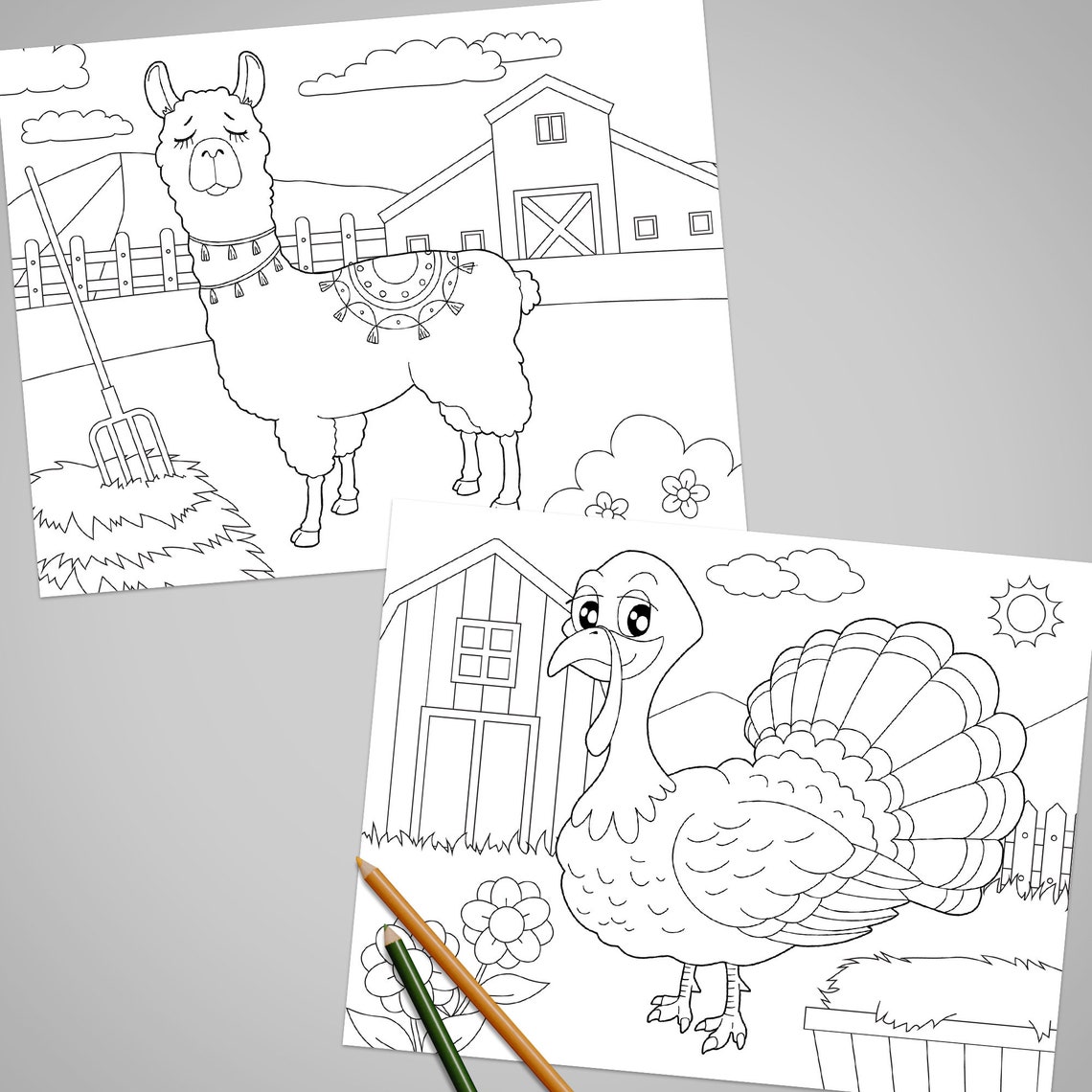 15 Farm Animals Coloring Book Farm Animal Coloring Pages - Etsy