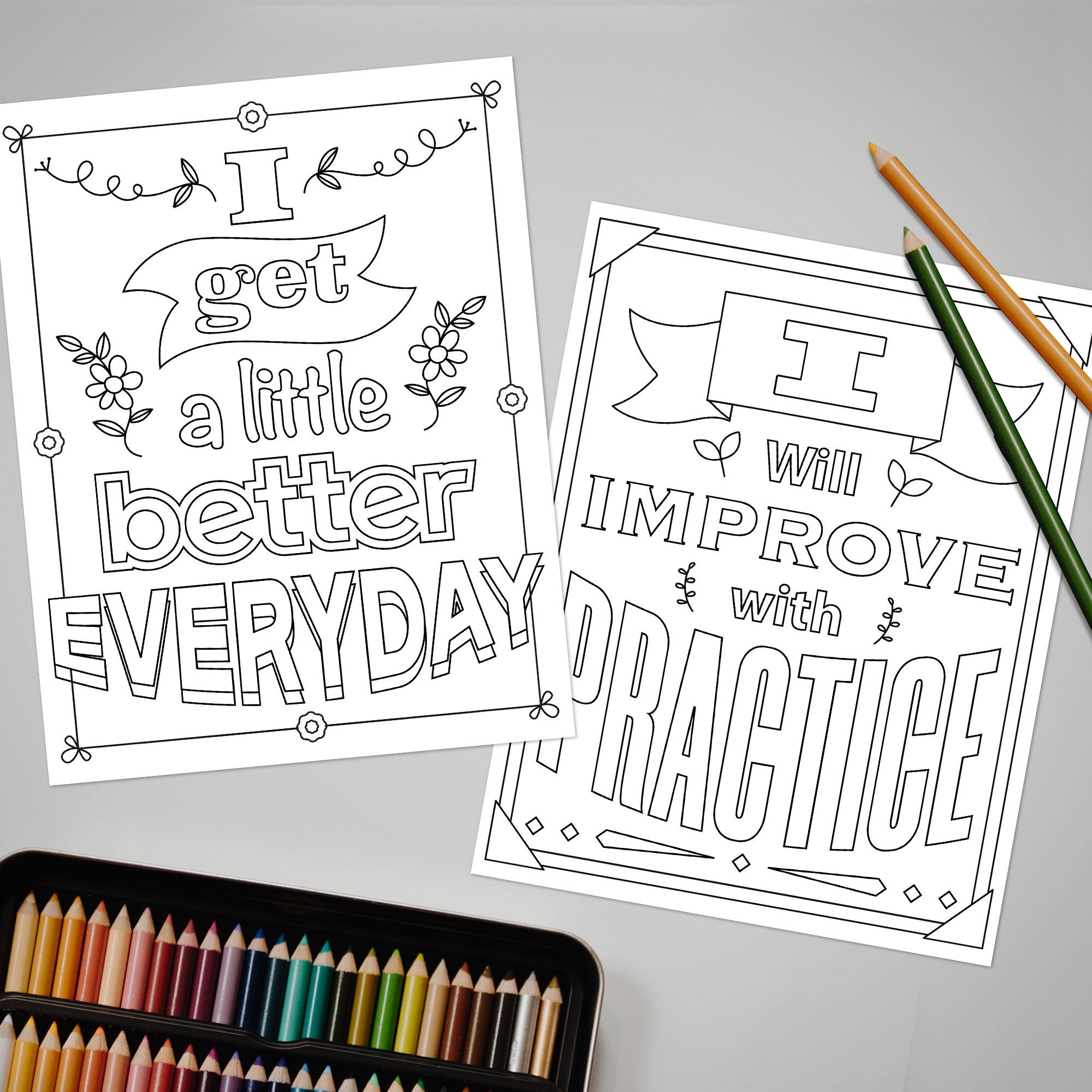 20 Growth Mindset Coloring Book, Motivational Quotes Coloring Pages ...