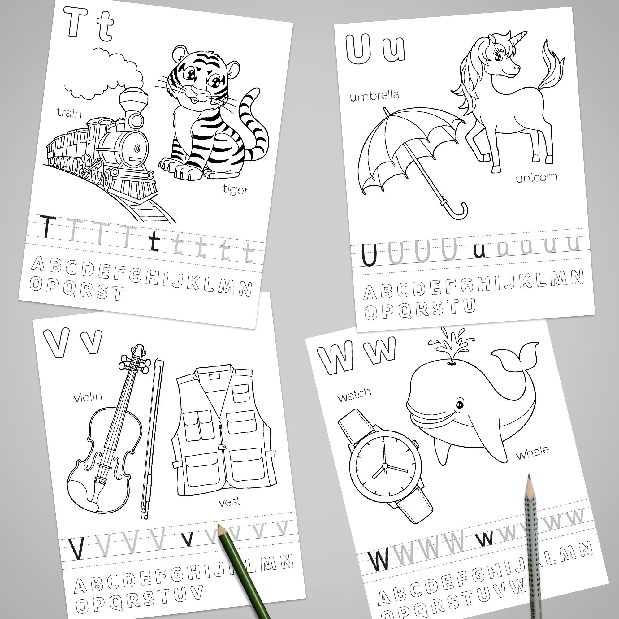 Alphabet Coloring & Tracing Sheet From A to Z (52 Pages) for Pre-school ...
