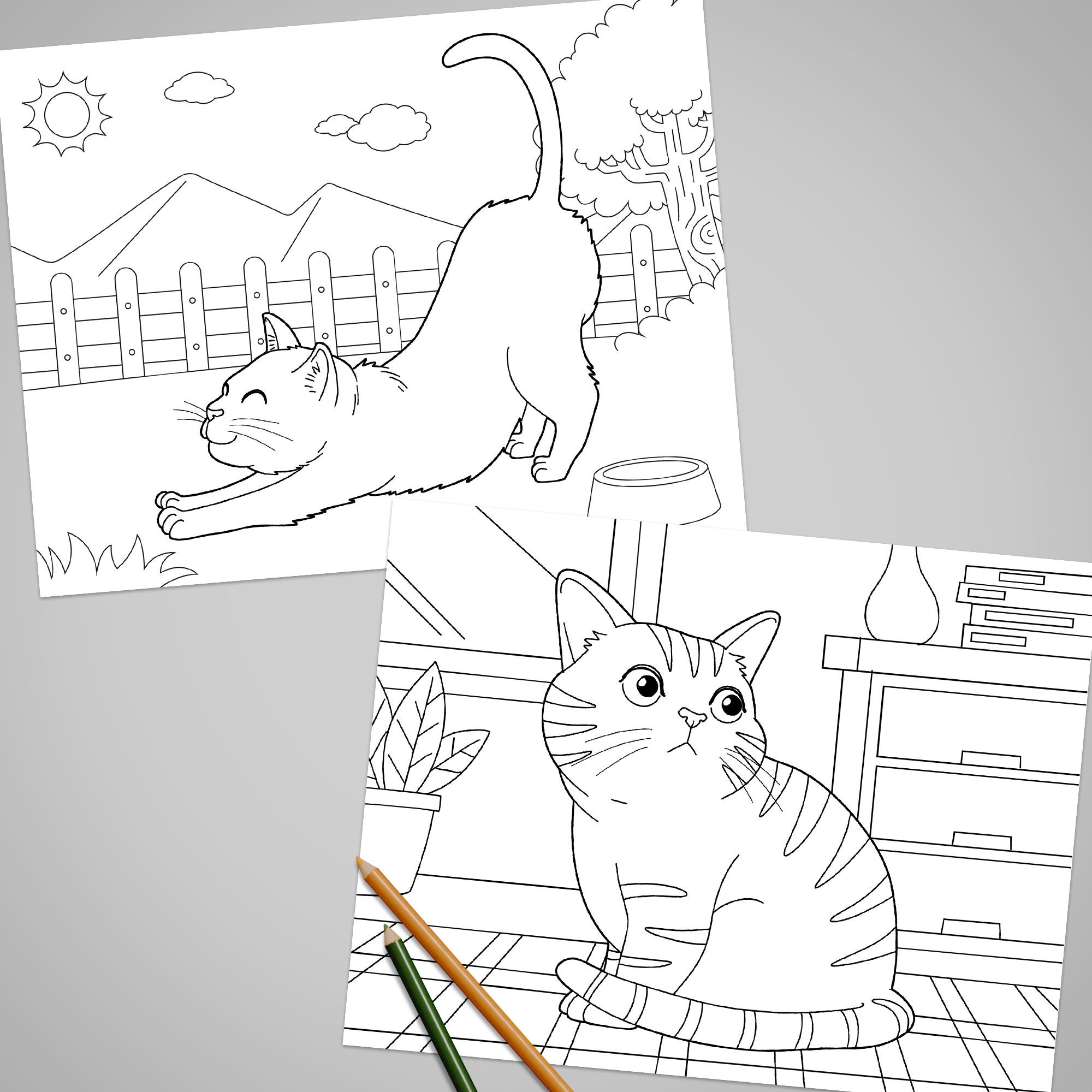 15 Cats Coloring Book, Kittens Coloring Pages, Printable Art for Kids ...