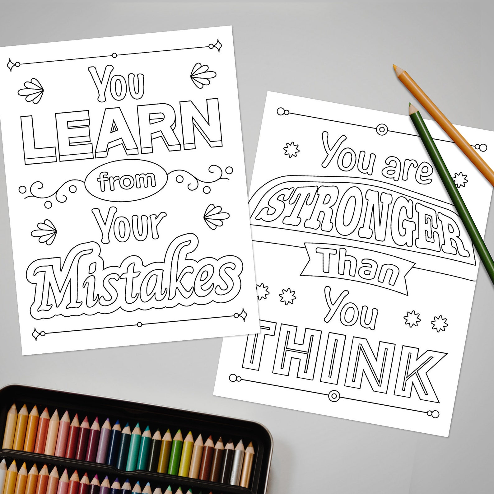 20 Growth Mindset Coloring Book, Motivational Quotes Coloring Pages ...