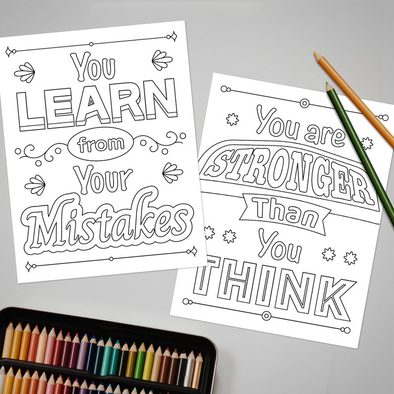 20 Growth Mindset Coloring Book, Motivational Quotes Coloring Pages ...