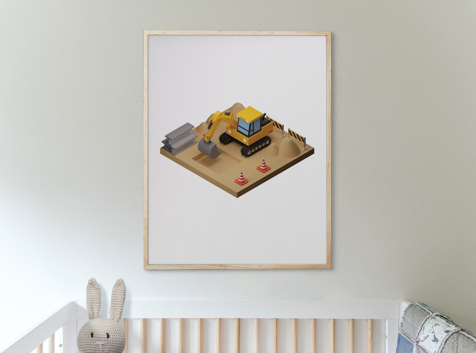 Excavator Art, Excavator Print, Truck Print, Boy Room Art, Construction ...