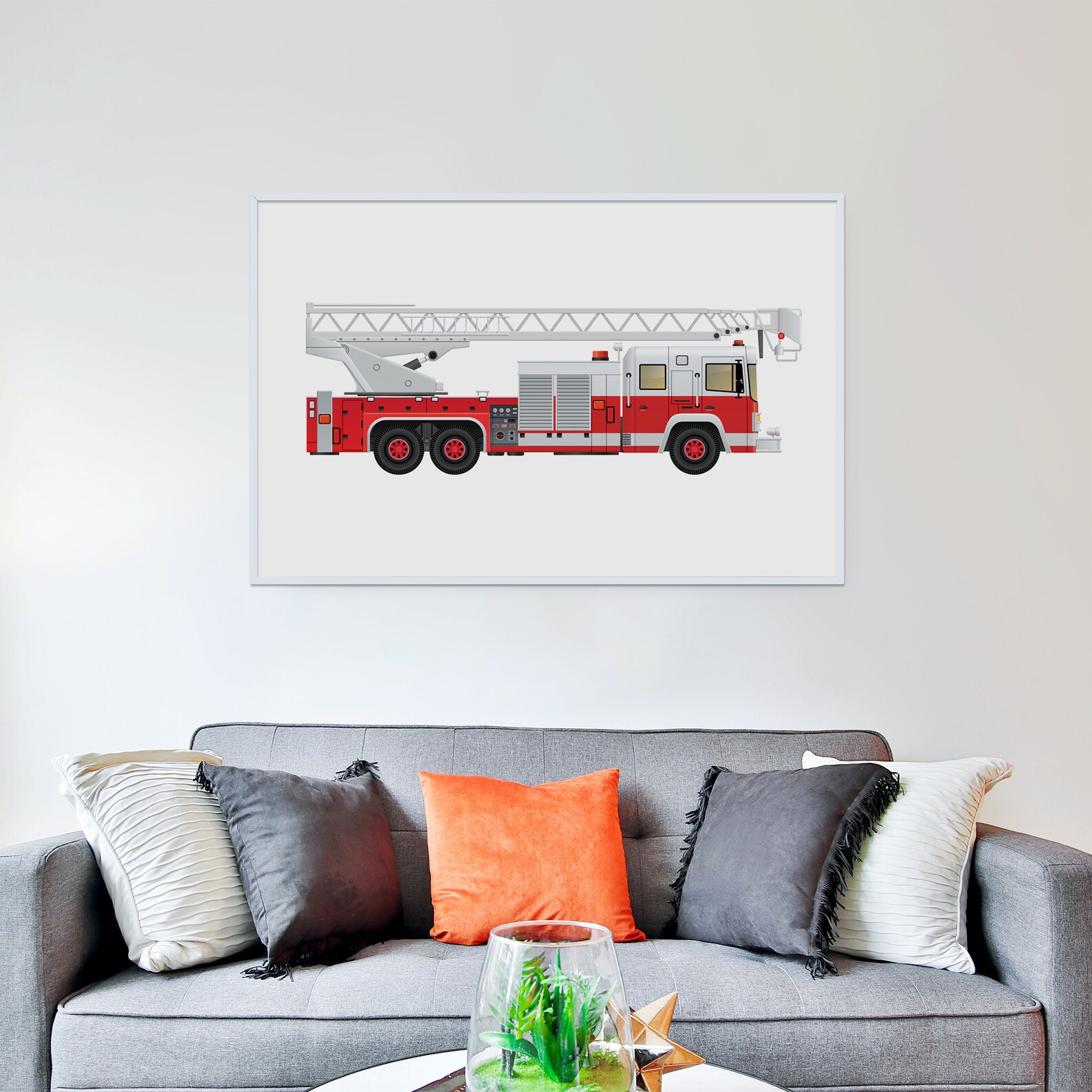 Fire Engine Art, Fire Truck Print, Printable Wall Art, Car Print, Boy ...