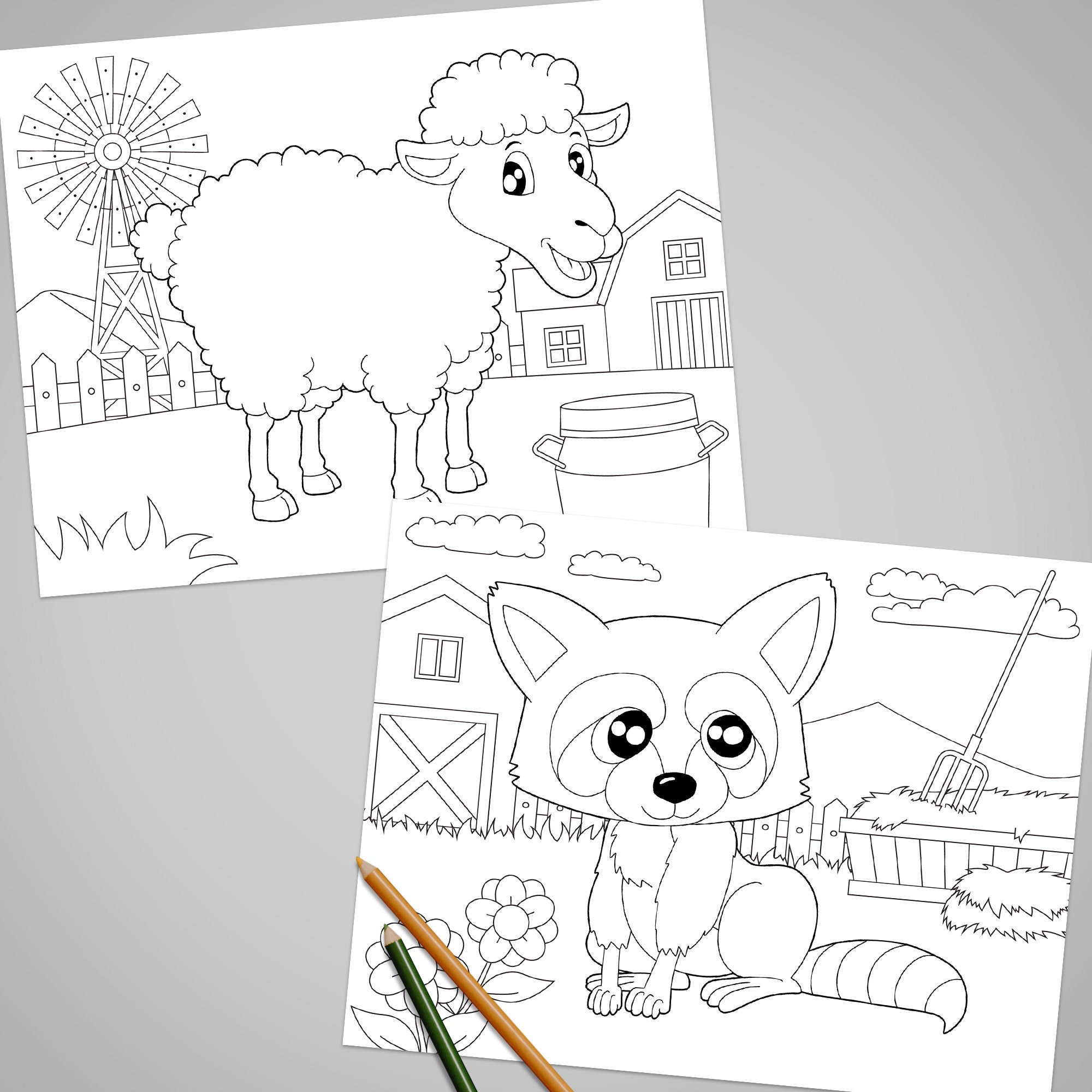 15 Farm Animals Coloring Book Farm Animal Coloring Pages - Etsy