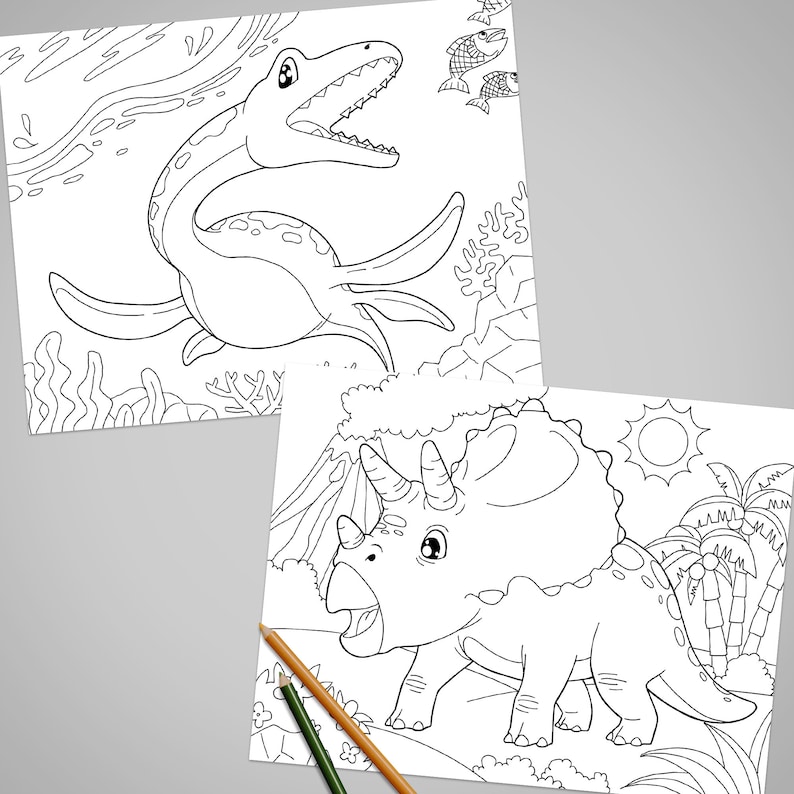 15 Dinosaurs Coloring Book, Printable Art for Kid and Teens - INSTANT ...